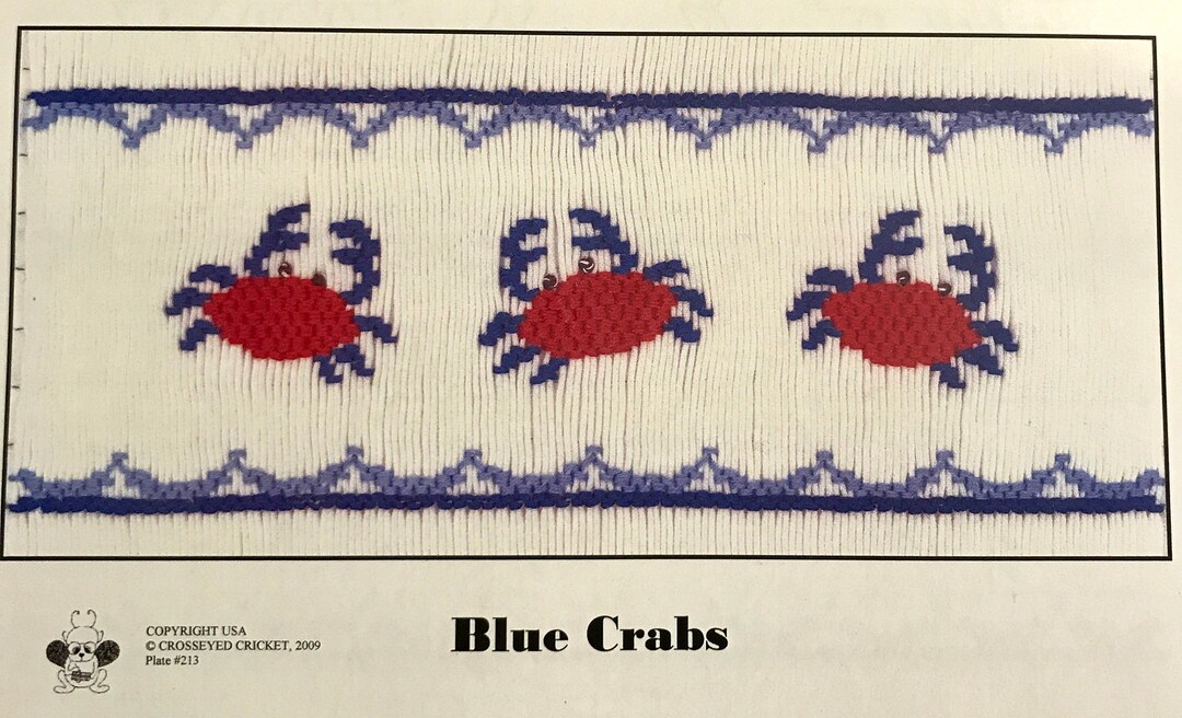Smocking Plate by Crosseyed Cricket Blue Crabs, Summer Smocking, Crab ...