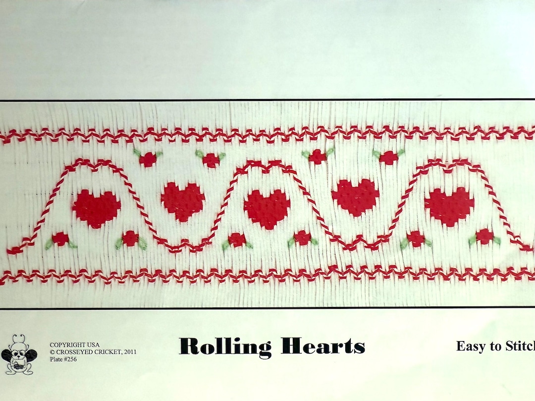 Smocking Plate by Crosseyed Crickets “rolling Hearts”, Heart Smocking ...
