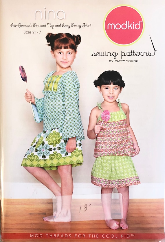 Peasant Style Top Sewing Pattern for Girls Nina Top and Skirt | Etsy