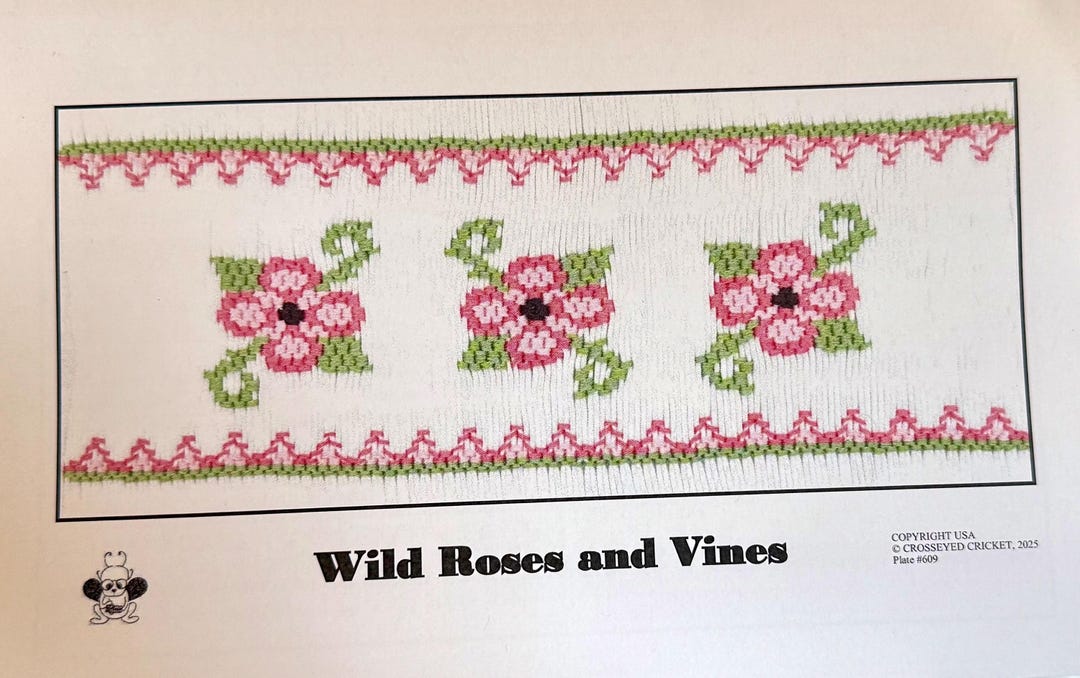 Wild Roses and Vines Smocking Plate by Crosseyed Cricket, Floral Inset ...