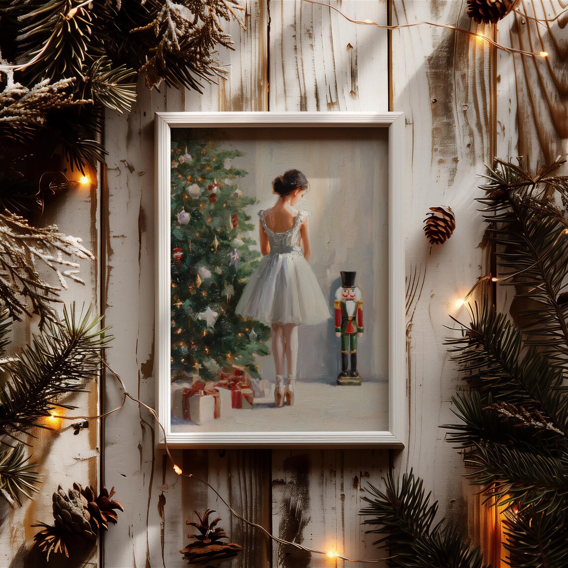 Nutcracker Ballerina Print | Vintage Christmas Art | Nutcracker Wall ...