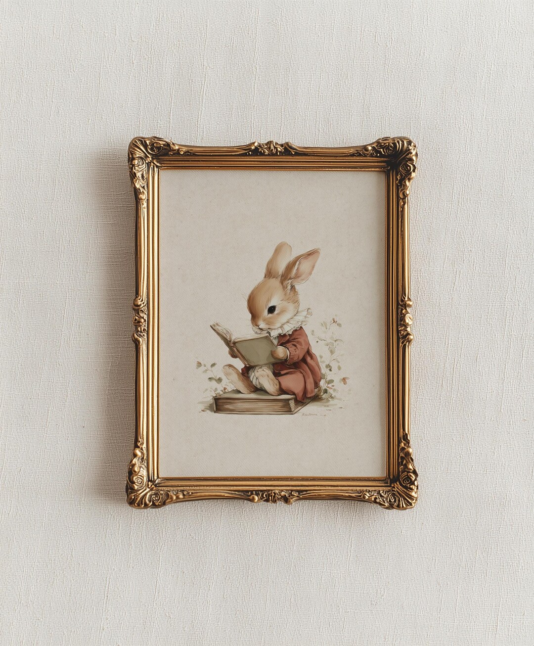 Vintage Reading Bunny Print | Academic Rabbit Illustration | Storybook ...