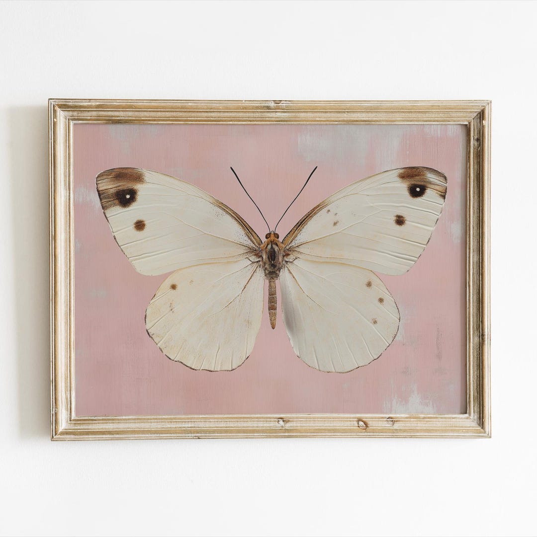 Vintage Butterfly Wall Art, Neutral Butterfly Art, Cottagecore Wall Art ...