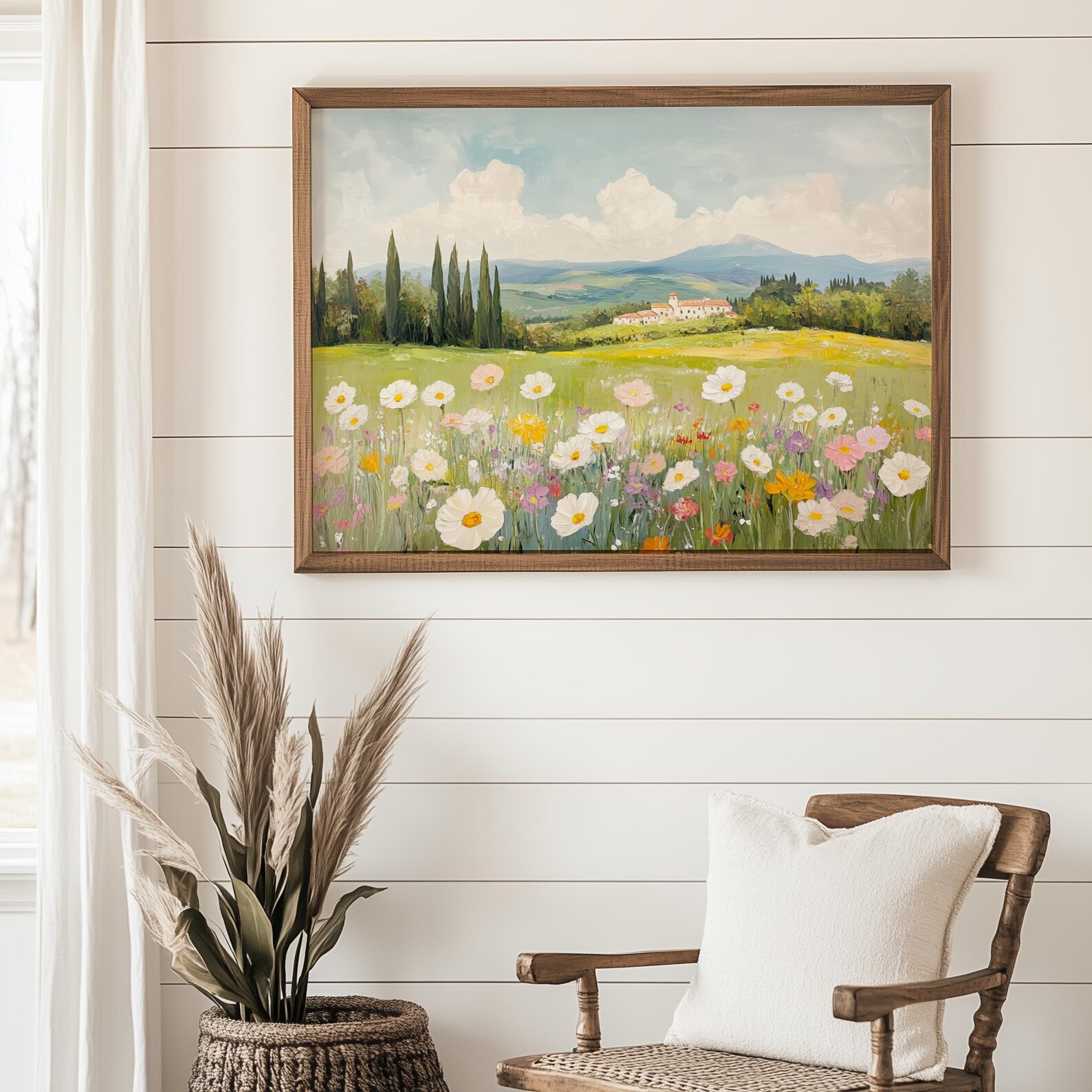 Wildflower Landscape Paint, Cottagecore Floral Wall Art, Meadow Flowers ...