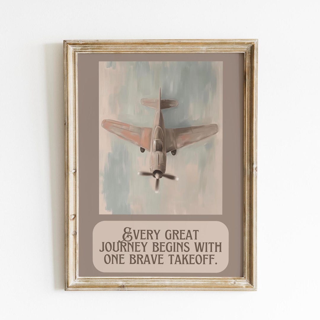 Vintage Airplane Art Print, Inspirational Aviation Decor, Digital ...