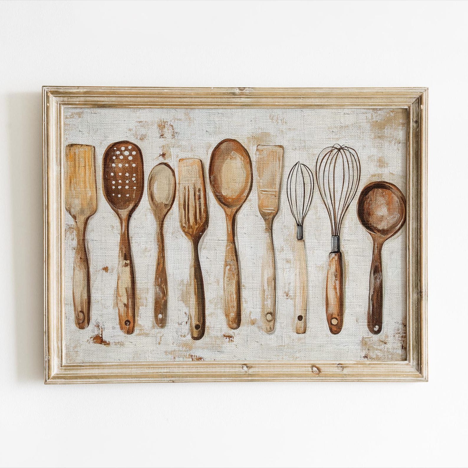 Rustic Kitchen Utensil Print, Farmhouse Kitchen Wall Art, Vintage ...