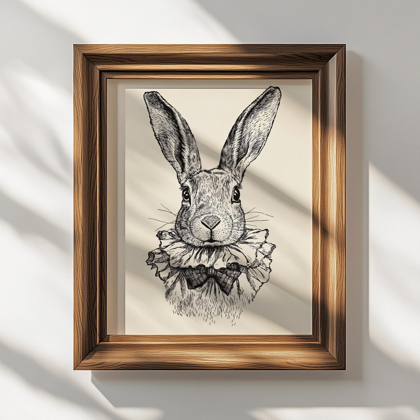 Hand Drawn Ink Rabbit Illustration , Woodland Nursery Art, Victorian ...