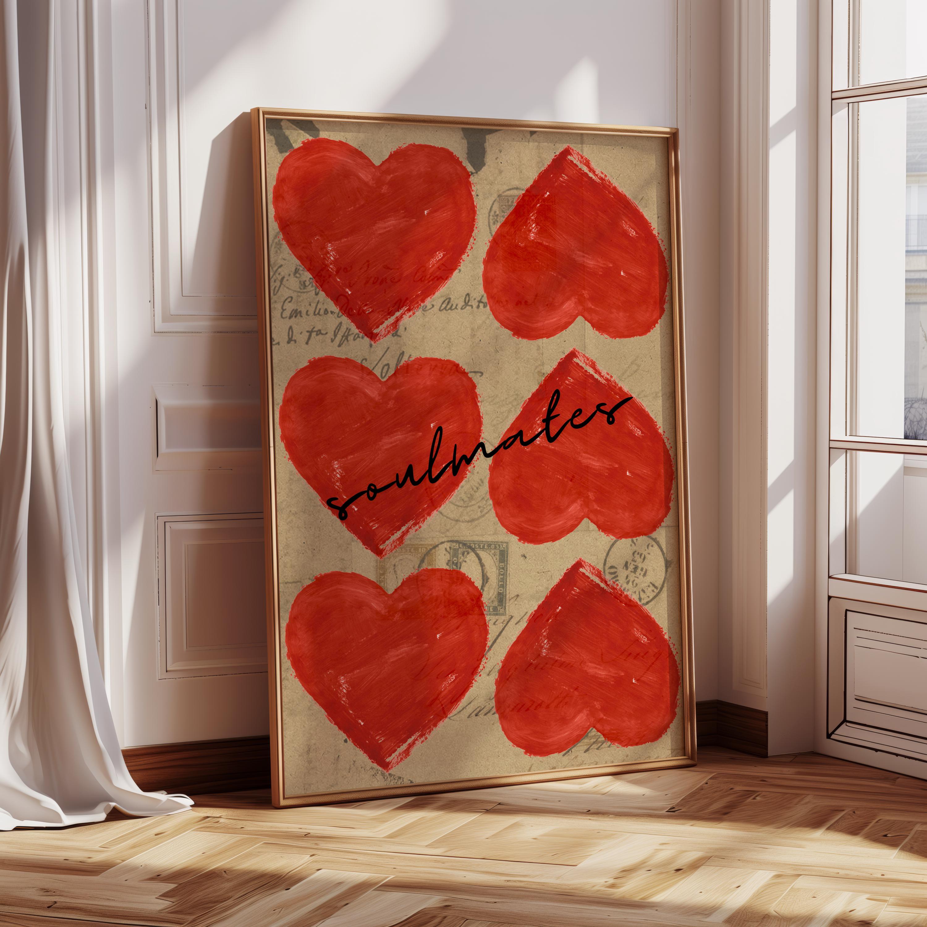 Retro Love Poster, Soulmates Wall Art, Romantic Vintage Printable Decor ...