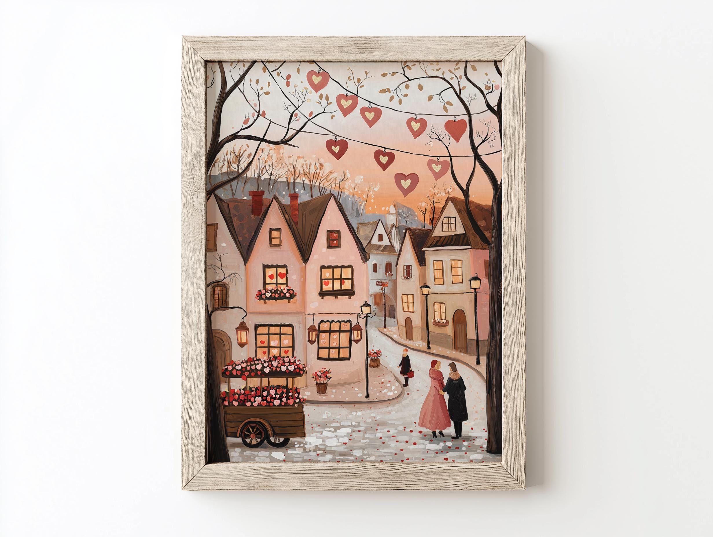 Valentines Day Village Print Bundle, Romantic Digital Wall Art Prints ...