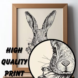 Hand Drawn Ink Rabbit Illustration , Woodland Nursery Art, Victorian ...