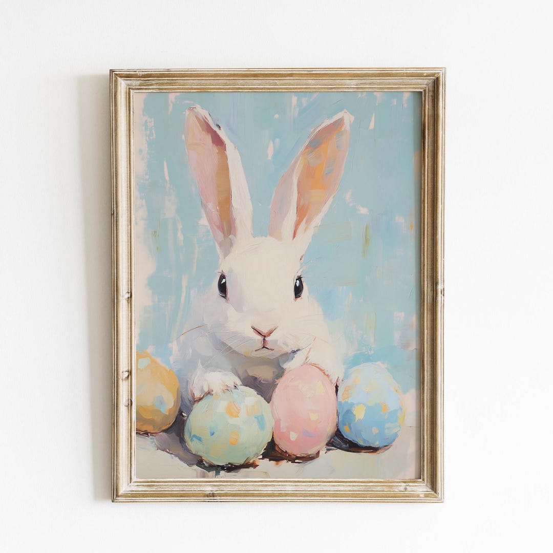Easter Bunny Print | Spring Rabbit Wall Art | Pastel Farmhouse Decor ...