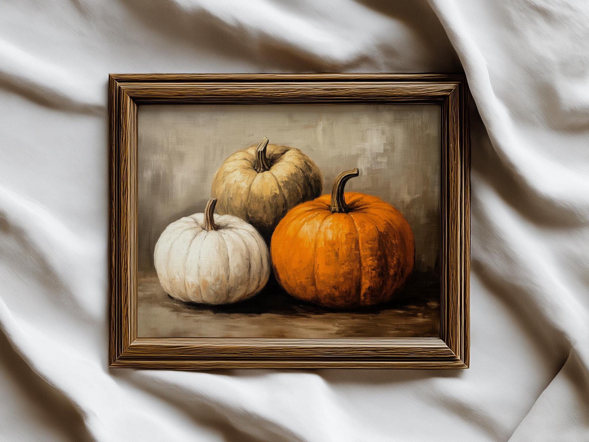 Rustic Pumpkin Still Life Print | Vintage Oil Painting | Farmhouse Fall ...