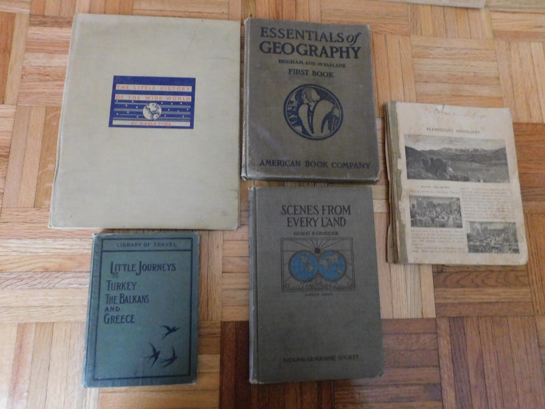 5 Antique Geography Books Land People Culture Maps Animal Life History ...
