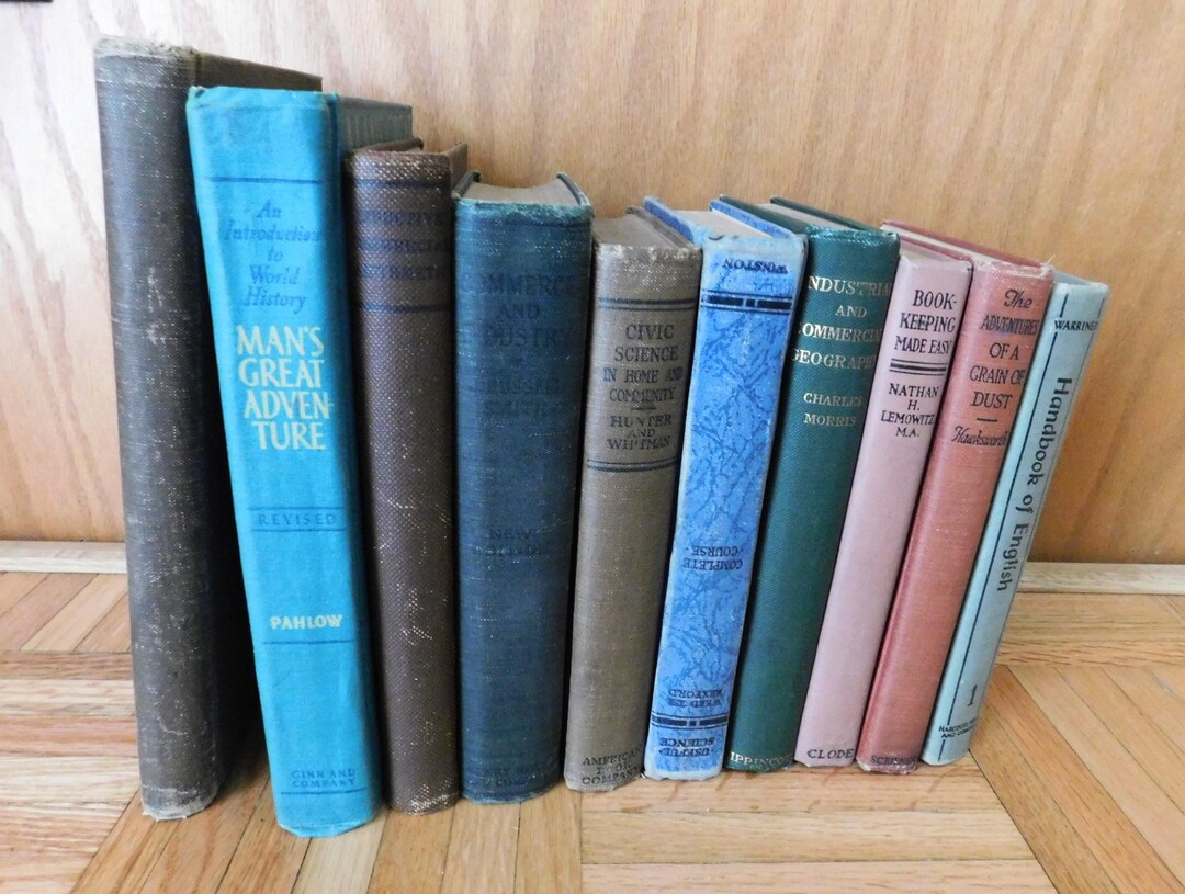 10 Antique School Textbook Arithmetic English History Science Geography ...