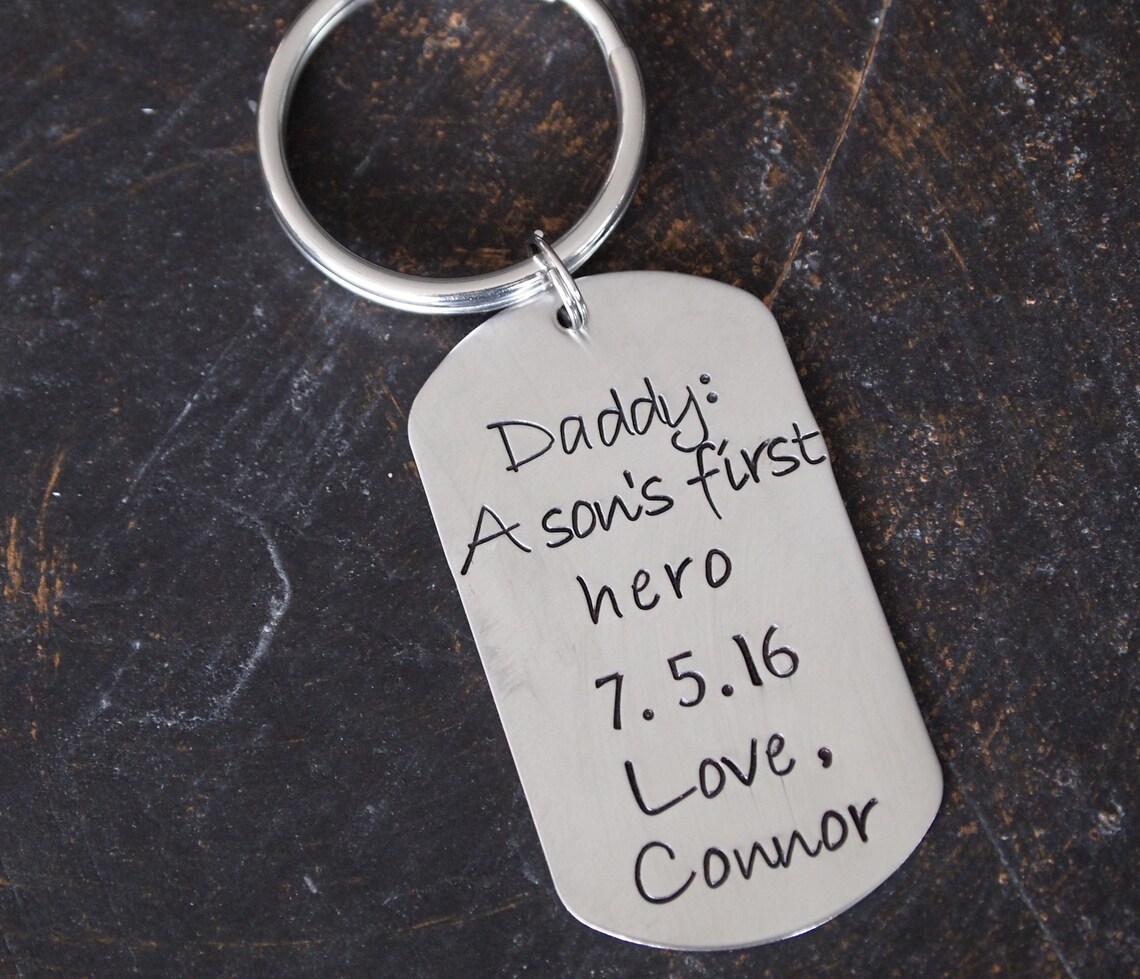 Personalized Dog Tag Keychain, Custom Message Hand Stamped Key Chain ...
