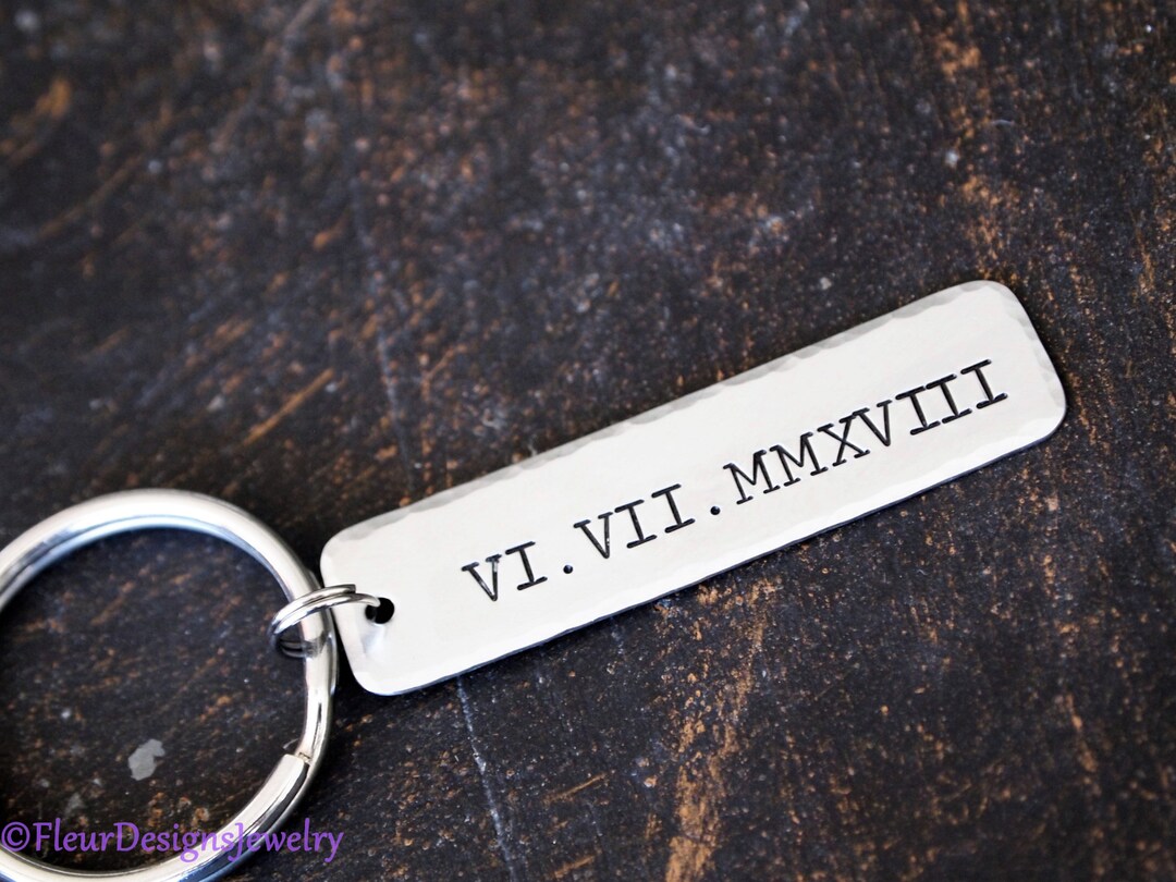Roman Numeral Date Keychain, Personalized Stainless Steel Keyring - Etsy