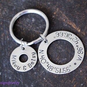 Custom Coordinates Key Chain, Personalized Latitude Longitude Keychain ...