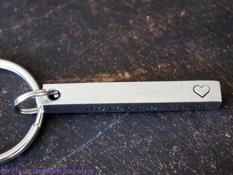 Custom Coordinates 4 Sided Bar Keychain, Custom Four Sided Bar Key ...