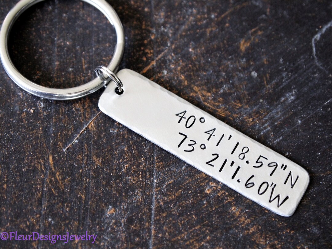 Latitude and Longitude Key Chain, Coordinates Keychain, Latitude ...