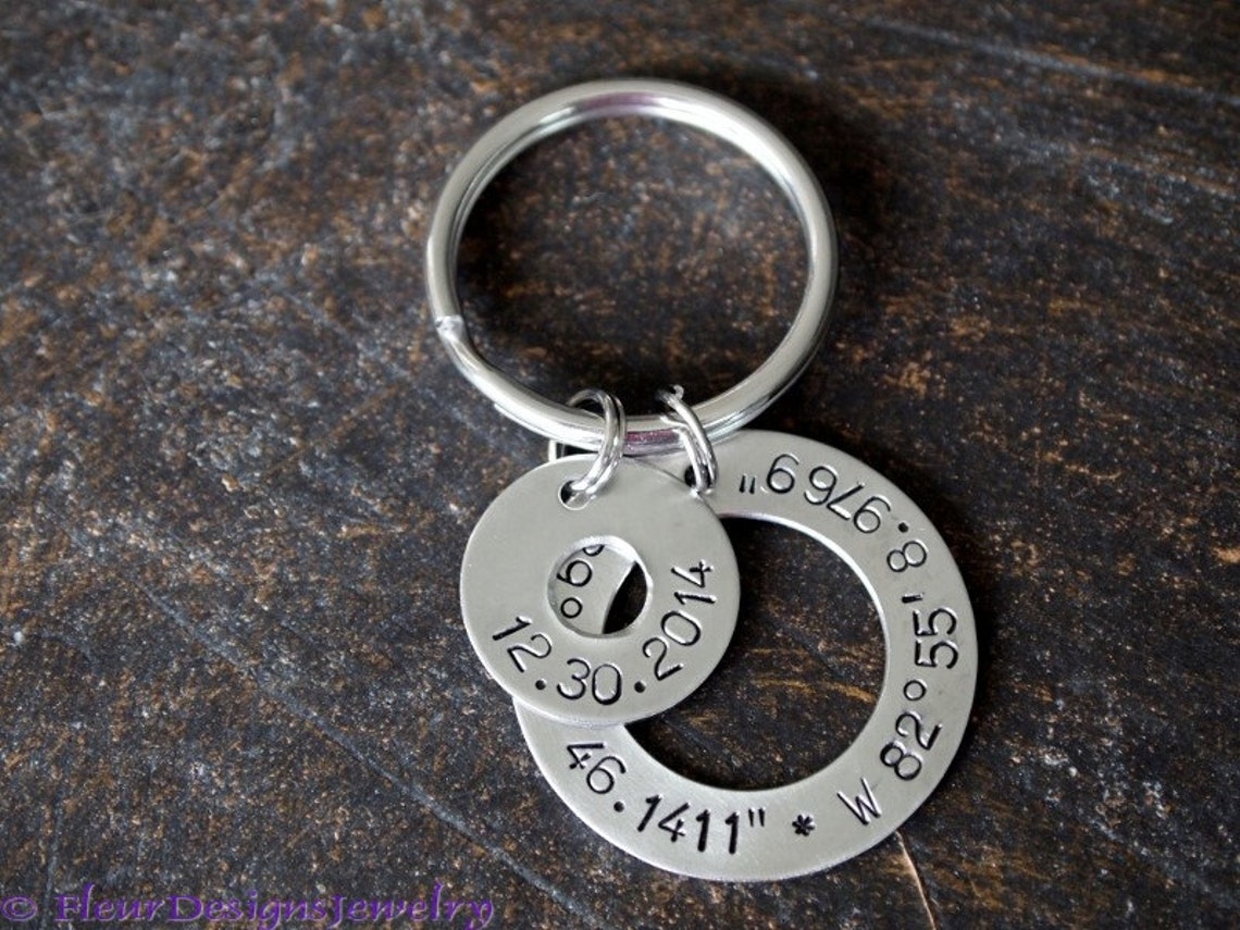 Custom Coordinates Key Chain Personalized Latitude Longitude | Etsy