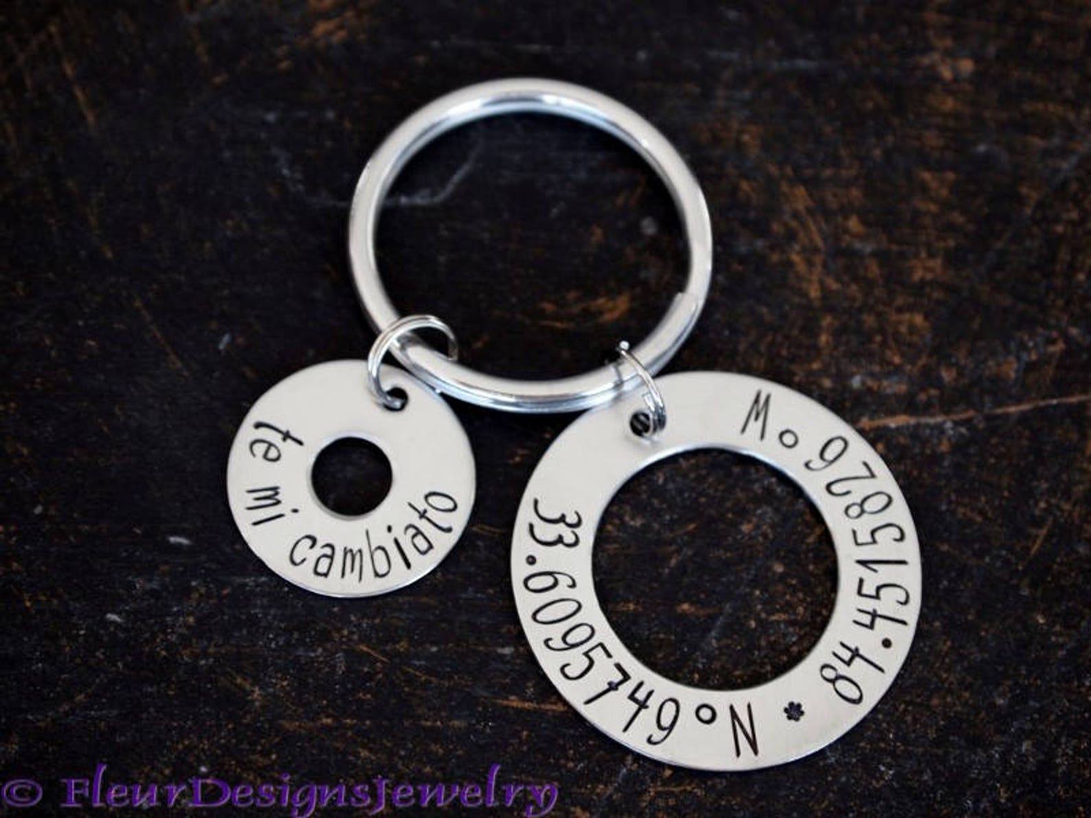 Custom Coordinates Key Chain Personalized Latitude Longitude | Etsy