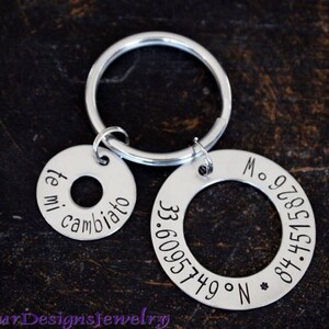 Custom Coordinates Key Chain, Personalized Latitude Longitude Keychain ...