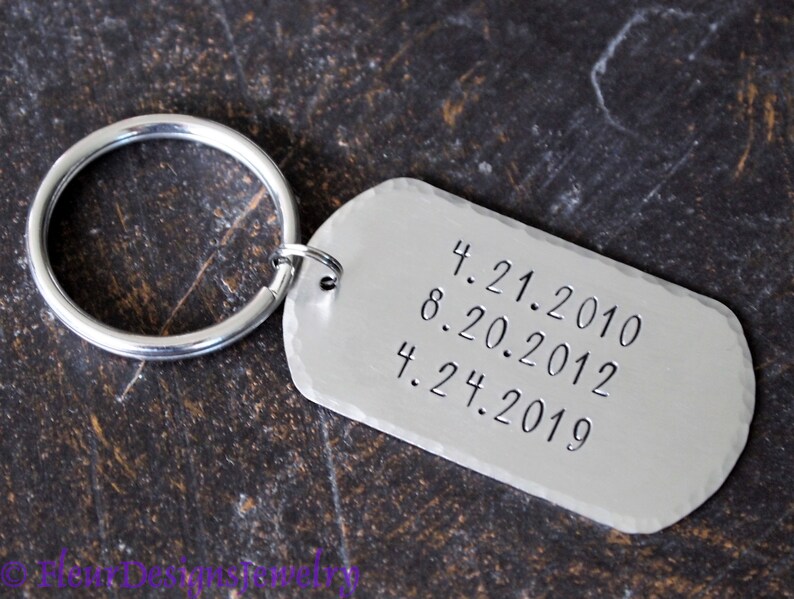 Custom Dog Tag Keychain Custom Message Hand Stamped Key | Etsy