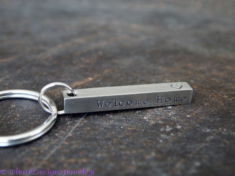 Custom Coordinates 4 Sided Bar Keychain, Custom Four Sided Bar Key ...