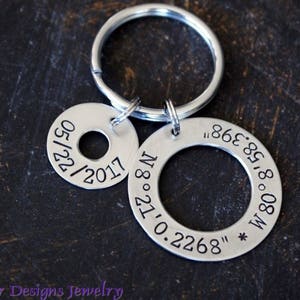 Custom Coordinates Key Chain, Personalized Latitude Longitude Keychain ...