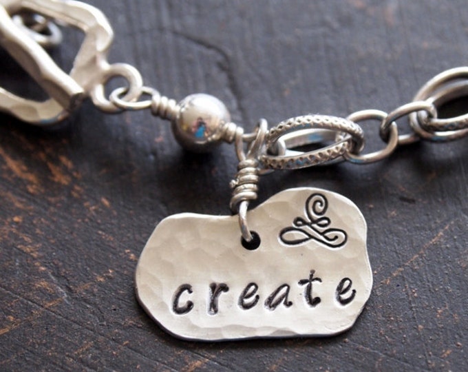Word Charm Bracelet CREATE Charm Bracelet Silver Charm - Etsy