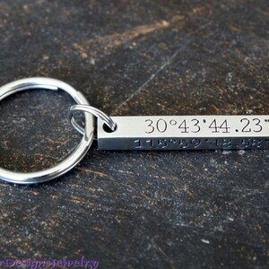 Custom Coordinates 4 Sided Bar Keychain, Custom Four Sided Bar Key ...