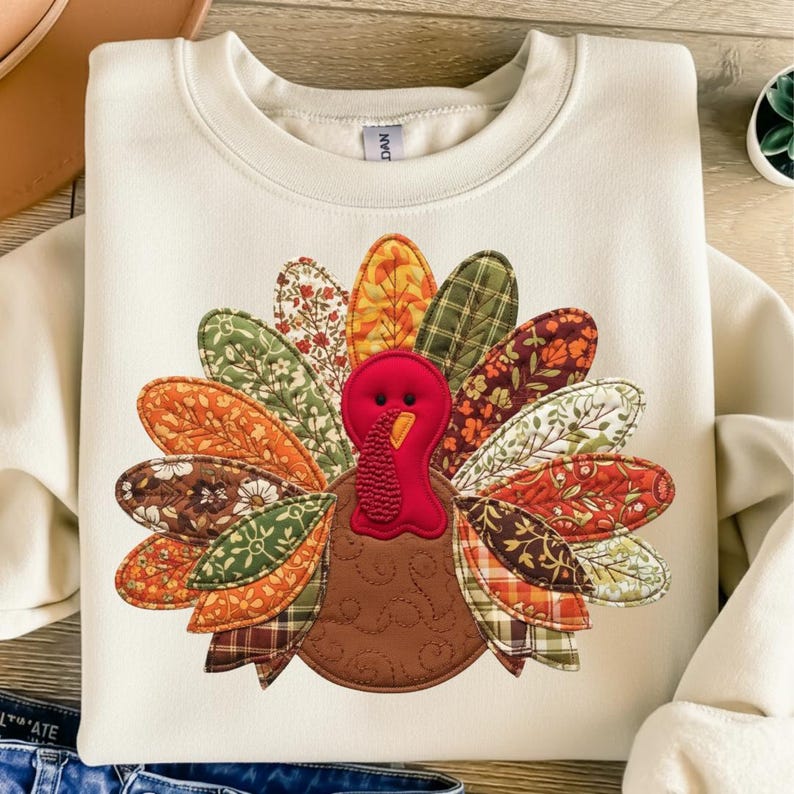 Patchwork Turkey Thanksgiving PNG: Quilt Sublimation, Autumn Farmhouse ...