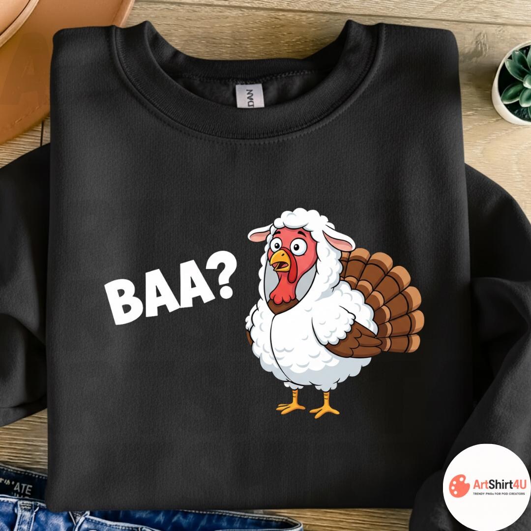Turkey Baa PNG, Funny Thanksgiving Sheep Sublimation Design, Farm ...