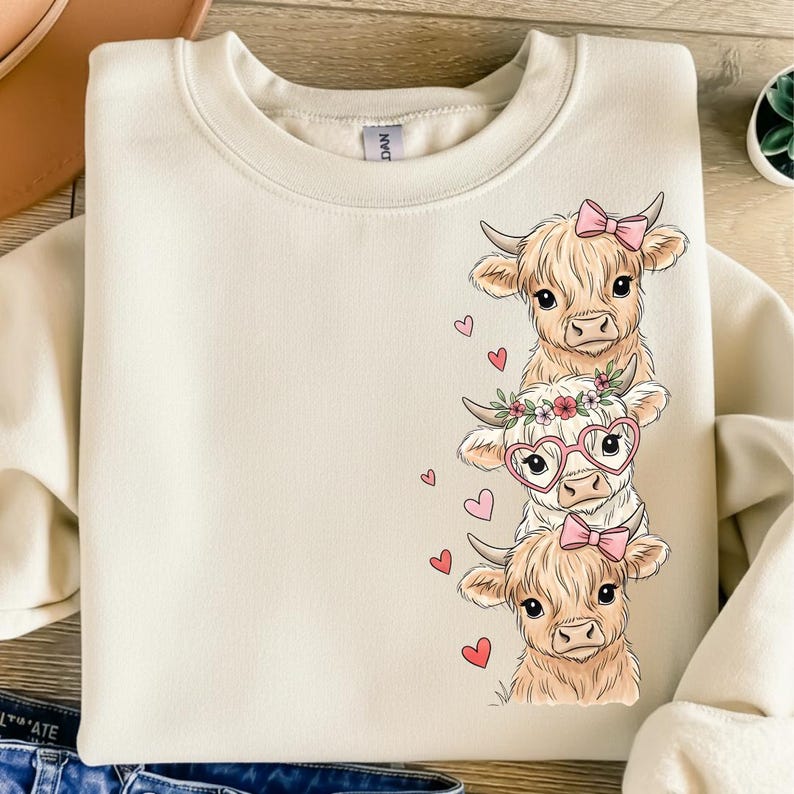 Funny Valentine Highland Cow PNG , Howdy XOXO Cow Design , Western ...