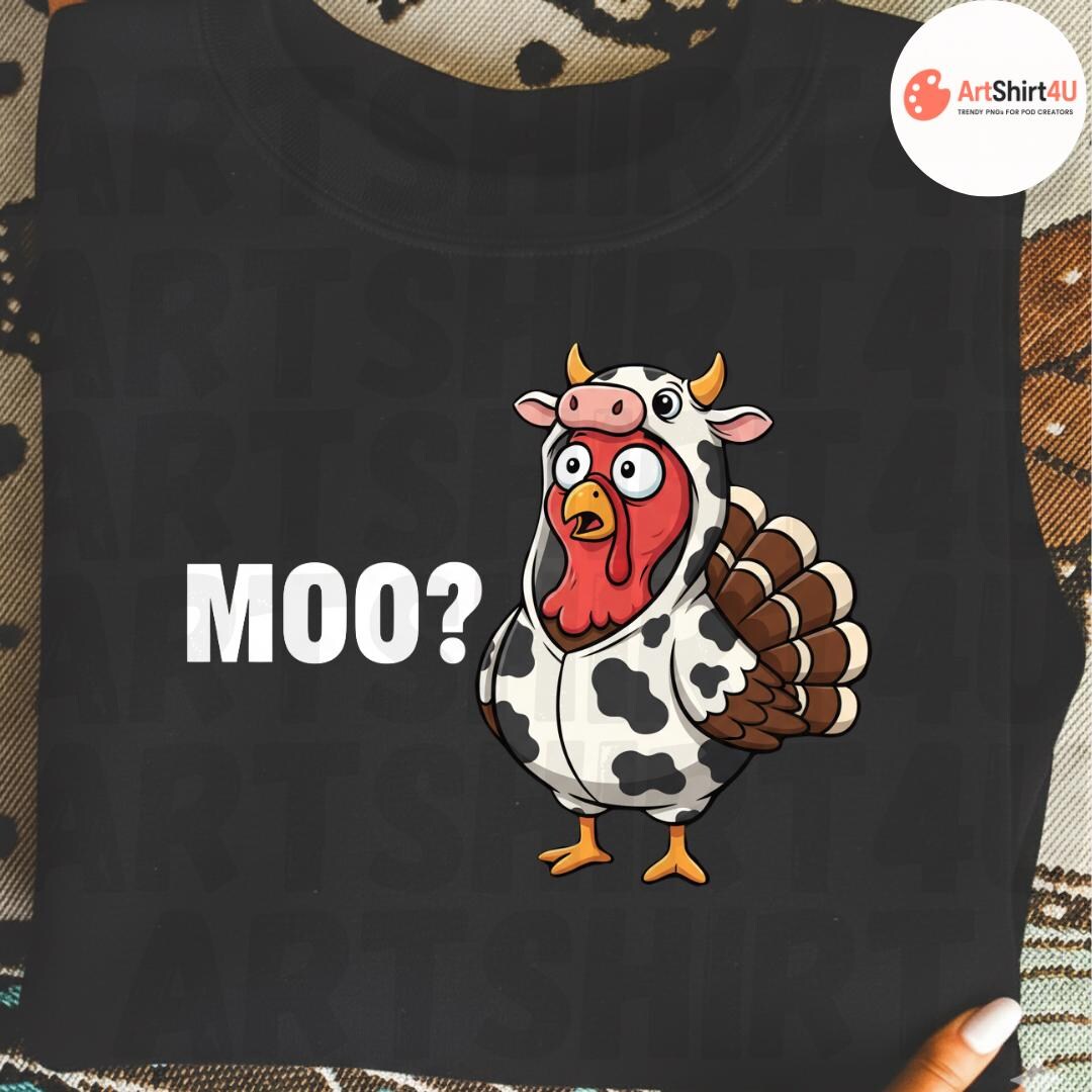 Turkey Moo PNG, Funny Thanksgiving Cow Sublimation Design, Farm Animal ...