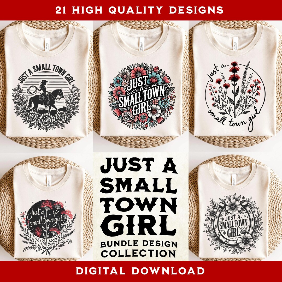 Big Bundle Just a Small Town Girl SVG PNG, Boho Country Girl Svg, Retro ...
