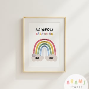 Kids Rainbow Breathing Poster for Calm Corner, Self Regulation, Zones ...