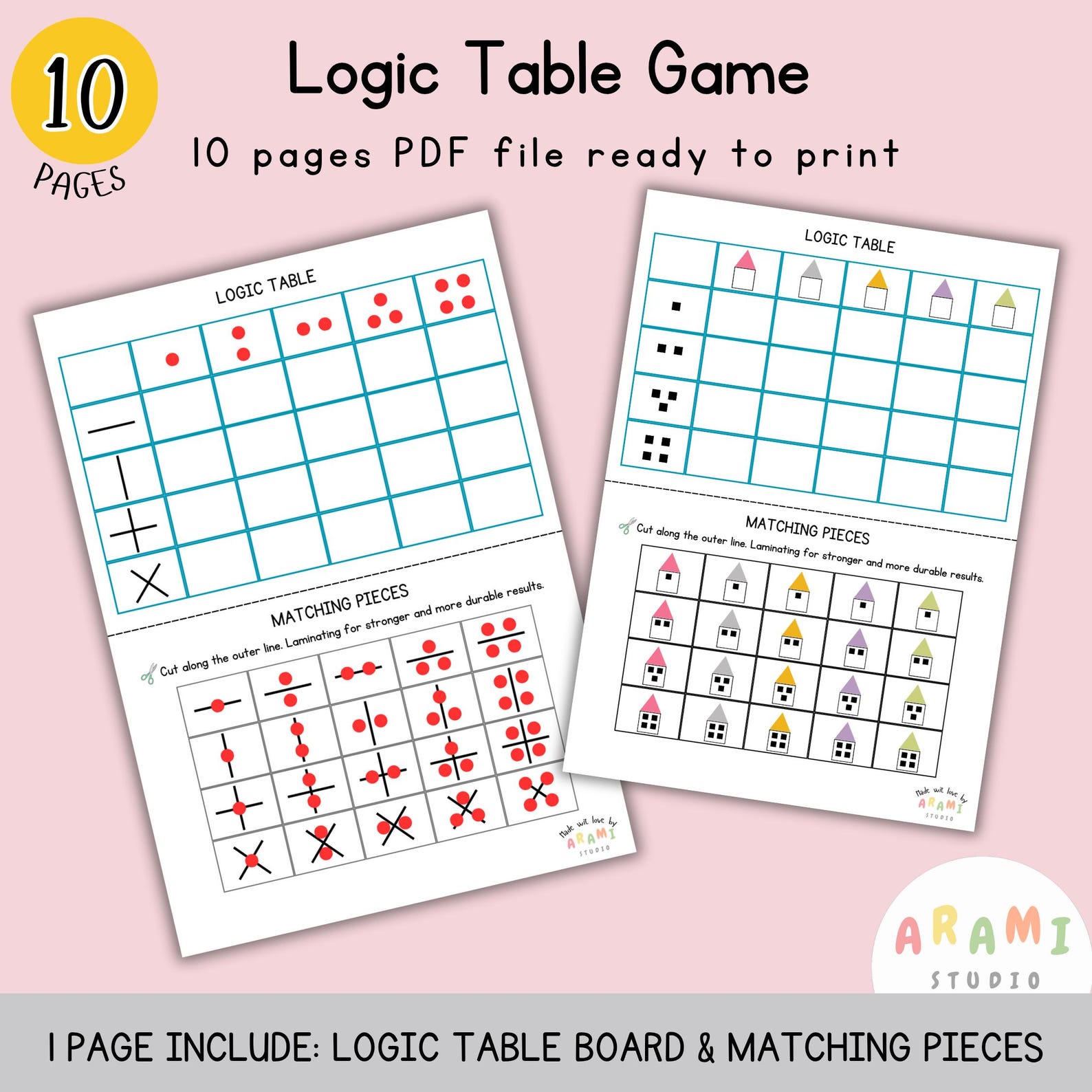 Kids Logic Game, Kids Logic Puzzle, Board Game Printable, Kids Activity Worksheet for Homeschool ...