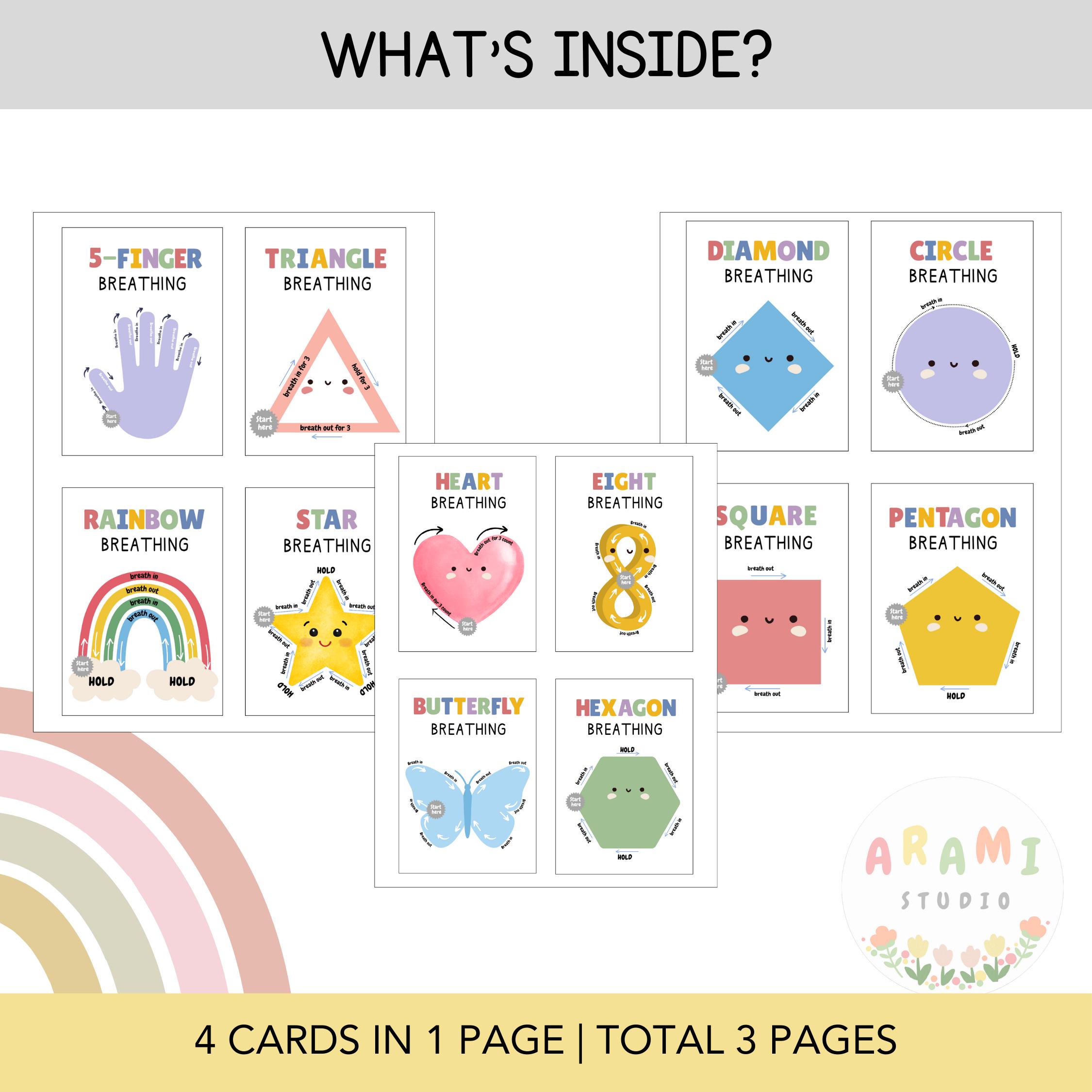 12 Pcs Kids Breathing Cards, Breathing Exercise, Calming Corner, Self ...