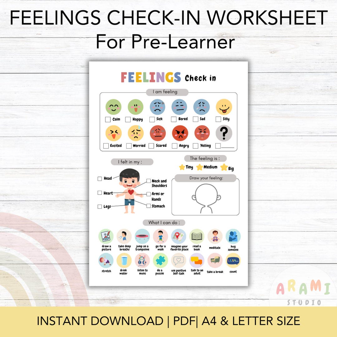Kids Feelings Check-in Worksheet for Pre-learners, Self-regulation ...