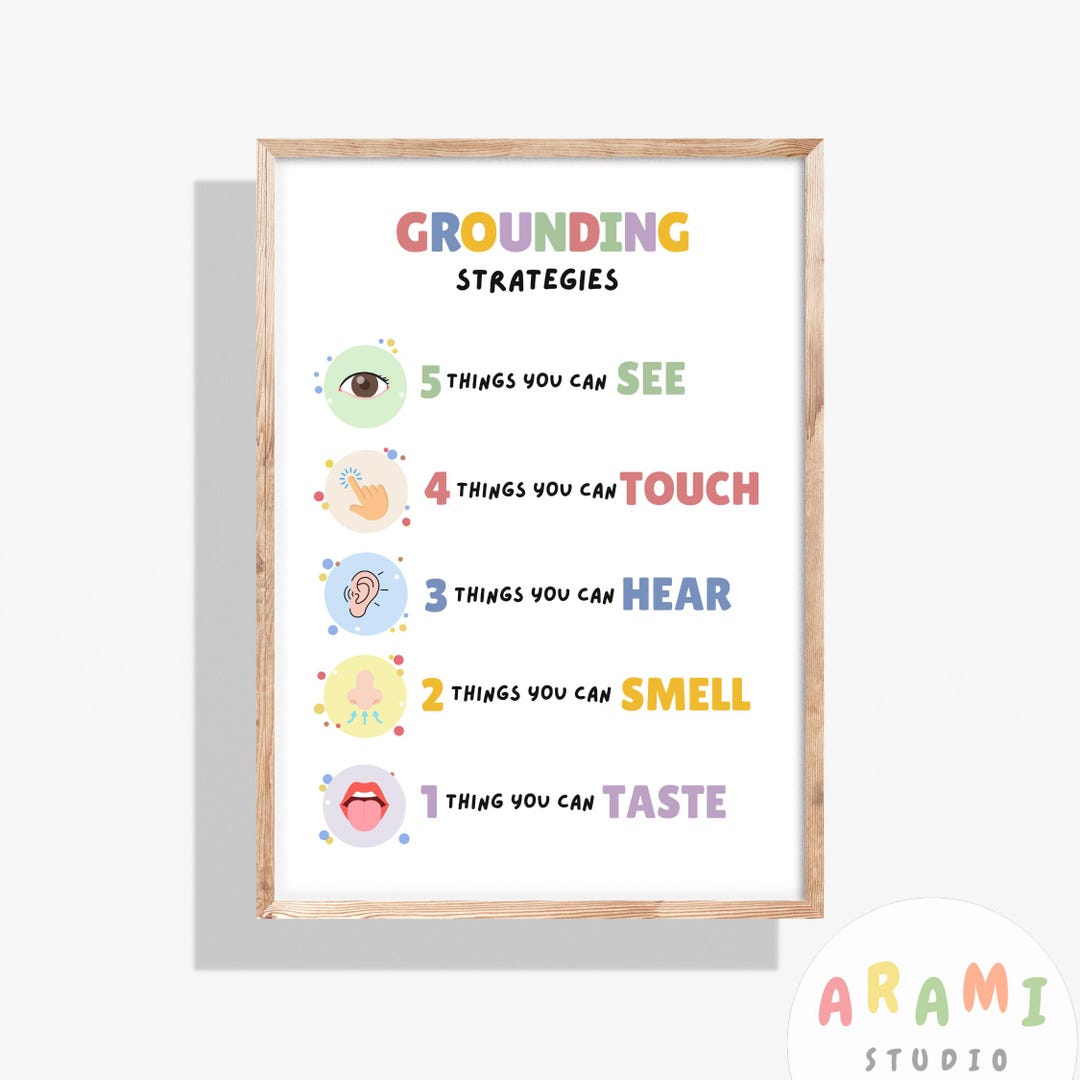 Kids Grounding Techniques Poster for Self Regulation | Vibrant Calming ...