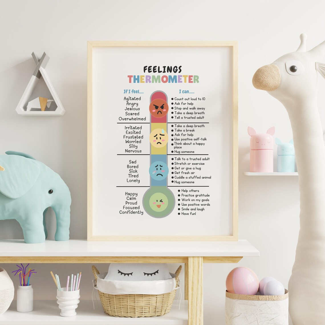 Feelings Thermometer Poster Colorful Theme, Kids Self Regulation Corner ...