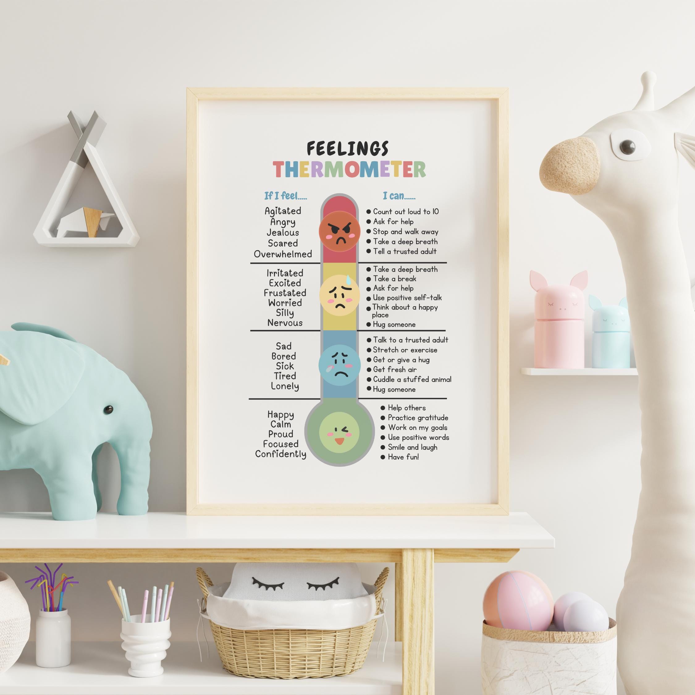Feelings Thermometer Poster Colorful Theme, Kids Self Regulation Corner ...