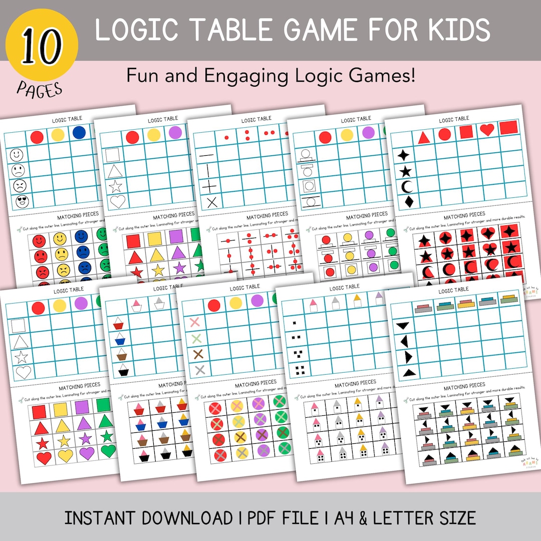 Kids Logic Game, Kids Logic Puzzle, Board Game Printable, Kids Activity ...