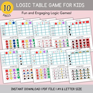 Kids Logic Game, Kids Logic Puzzle, Board Game Printable, Kids Activity ...