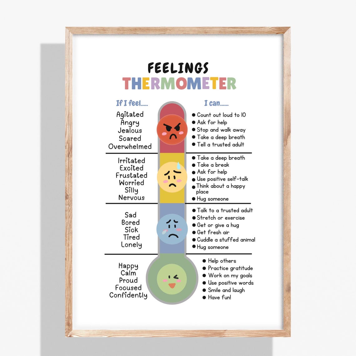 Feelings Thermometer Poster Colorful Theme, Kids Self Regulation Corner ...