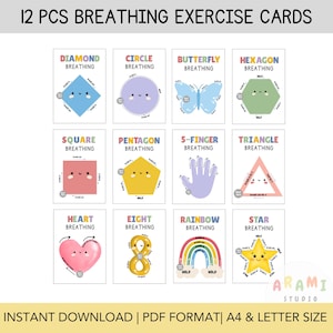 12 Pcs Kids Breathing Cards, Breathing Exercise, Calming Corner, Self ...