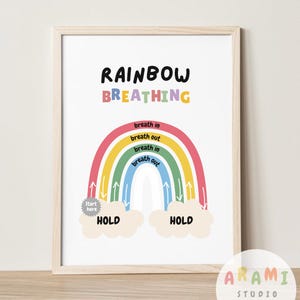 Kids Rainbow Breathing Poster for Calm Corner, Self Regulation, Zones ...