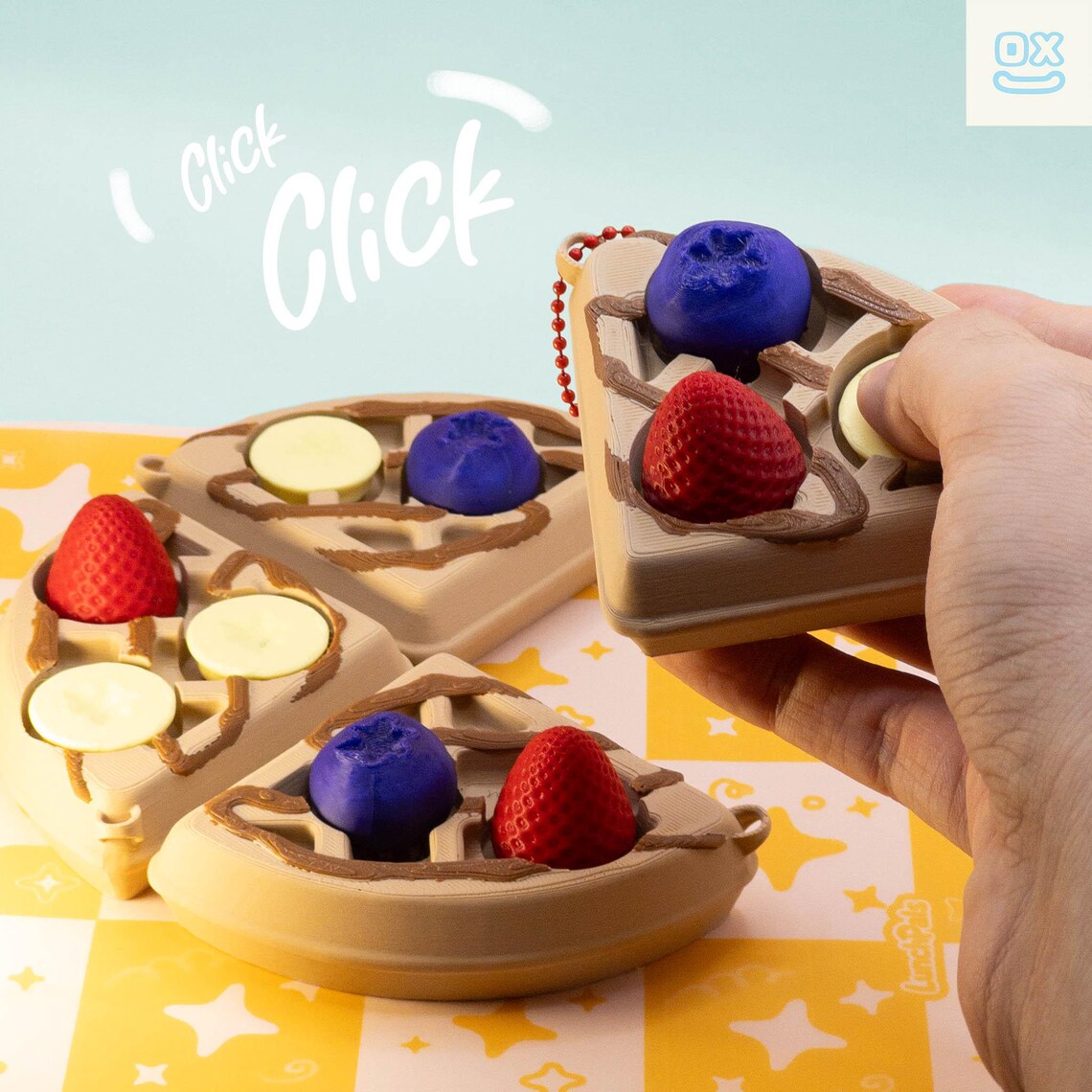 Waffle Slice Fidget Toy Keychain: 3D Printing STL File - Etsy