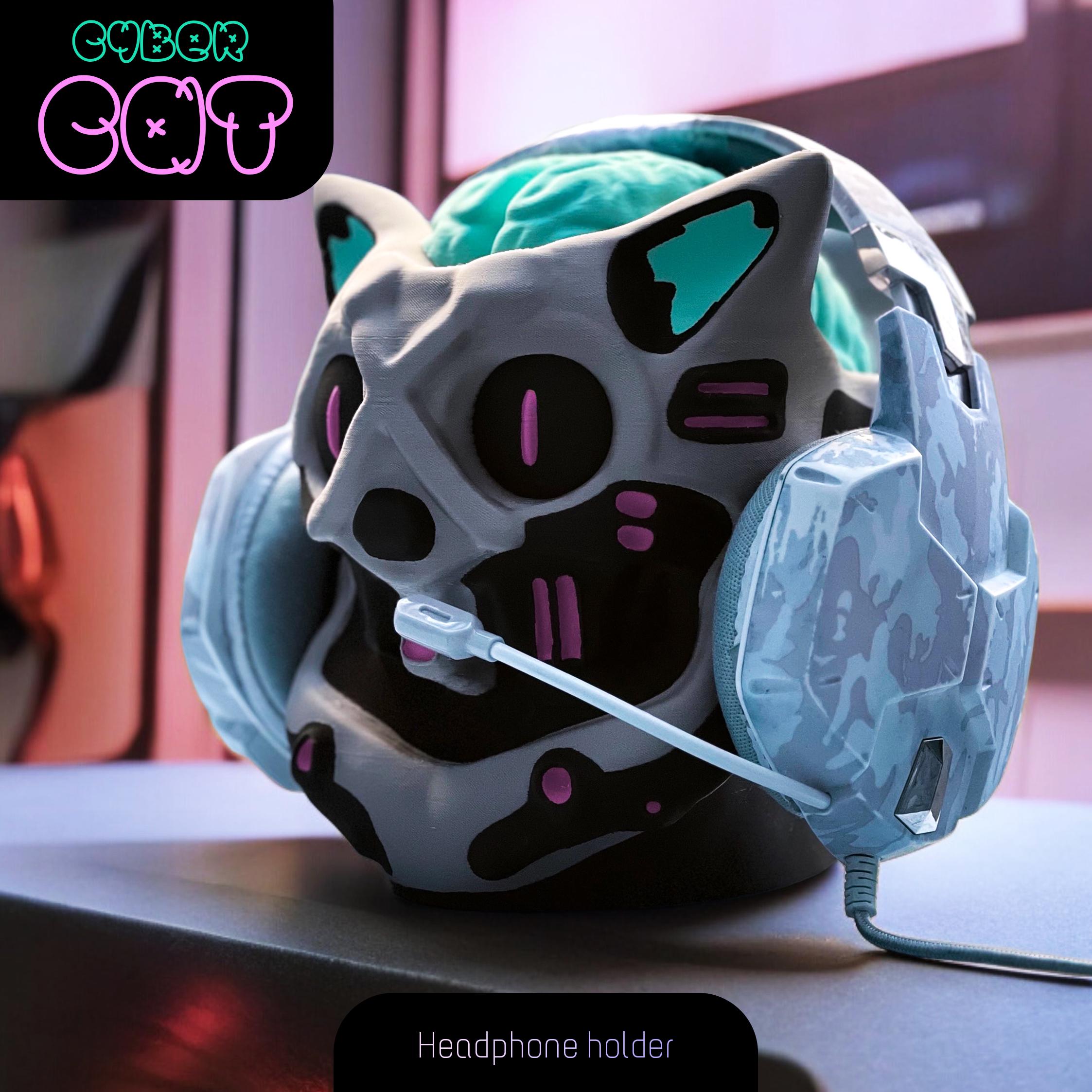 Cyberpunk Cat Headphone Holder Fan Art 3D Printing STL File Print in ...
